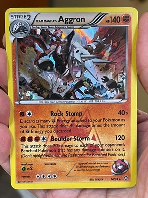 POKEMON TEAM MAGMA'S AGGRON 14/34 RARE HOLOFOIL DOUBLE CRISIS NM CARD ...