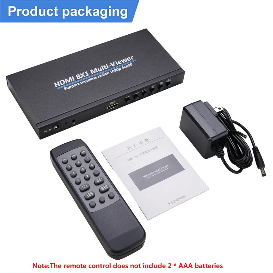 1080P 4K HDMI 8X1 Multi-Viewer 8 IN 1 Out Multi Screen Splitter ...