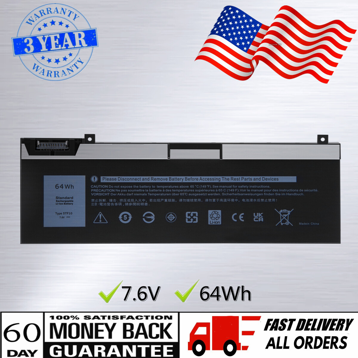 5TF10 Battery For Dell Precision 7330 7540 7530 7730 7M0T6 0VRX0J P34E ...