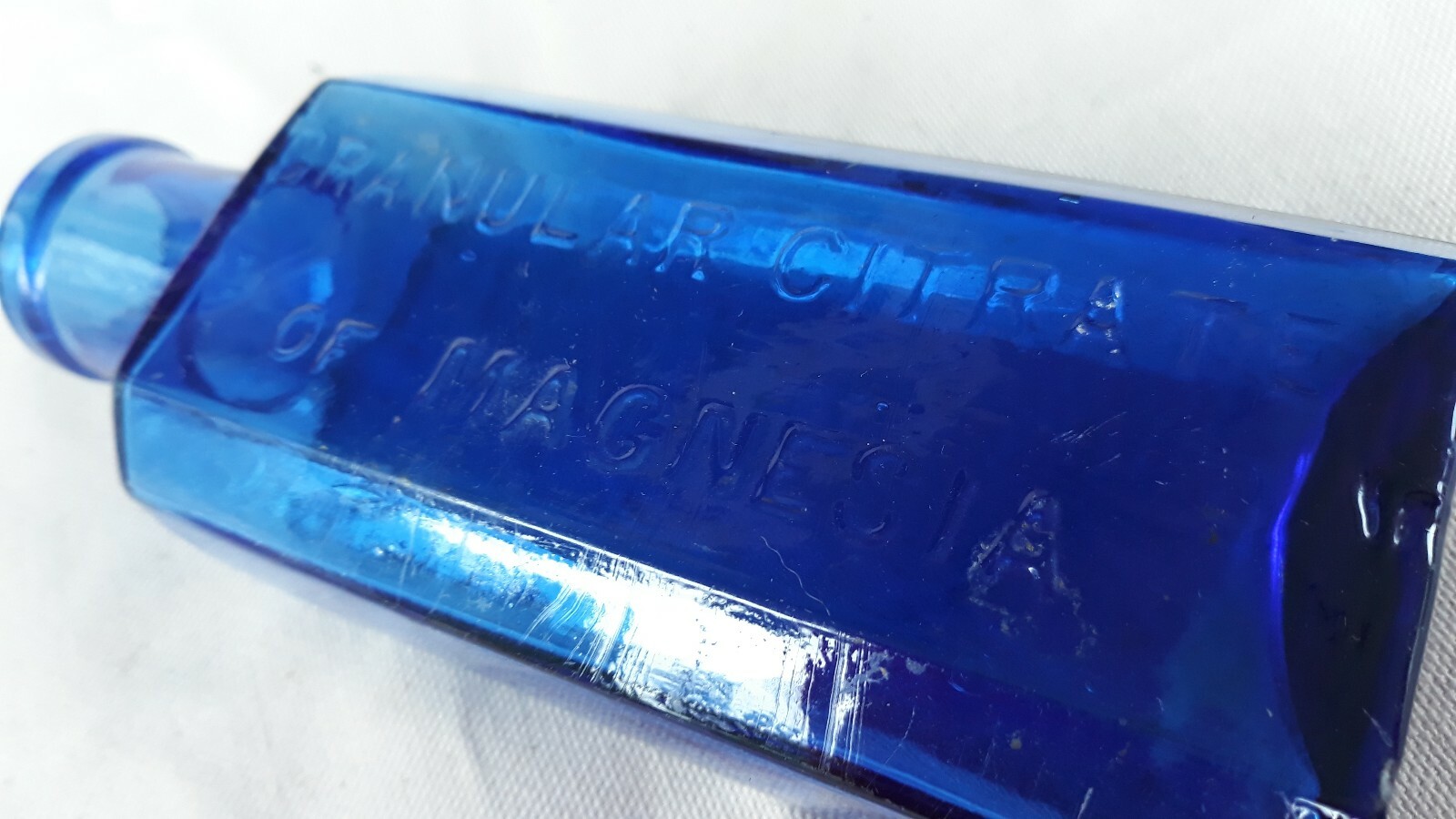 Cobalt Blue Granular Citrate Of Magnesia Blown Patent Medicine Bottle ...