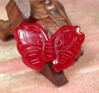 CHINESE Red JADE PENDANT Butterfly with jewelry cord 256344 US | eBay