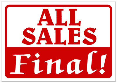 ALL SALES FINAL Retail Store Sale Sign Business Shopping Message 11"x 7 ...