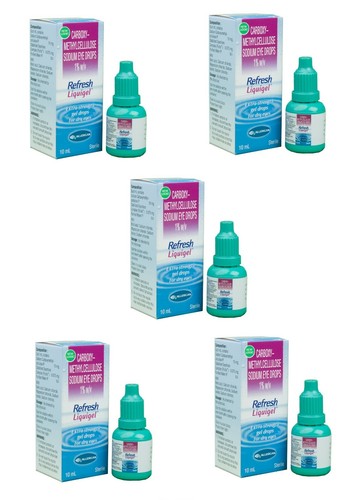 5 x REFRESH LIQUIGEL Extra Strength 1%w/v Gel Eye Drops For Dry Eyes ...