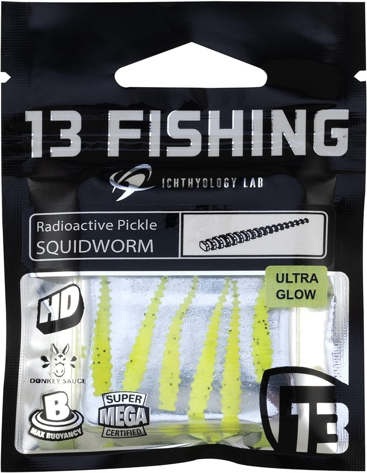 13 Fishing Squidworm - Radioactive Pickle - Ice Fishing Soft Plastics ...