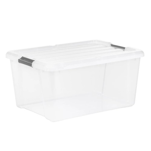 IRIS STORAGE CONTAINERS PLASTIC BINS STACKABLE TUBS BOXES WITH LIDS 45 ...