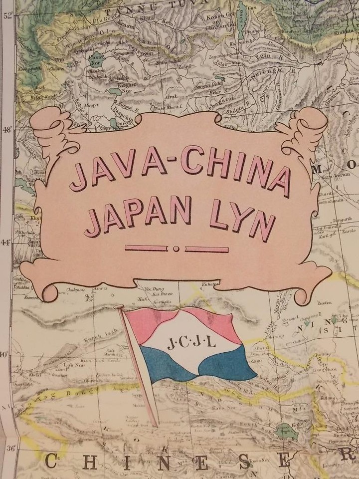 1920's-1930's Java-China Japan Line Wall Map Routes Ports Hong Kong ...