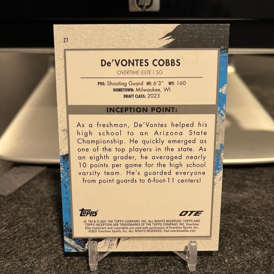 2021-22 Topps Inception Overtime Elite De'Vontes Cobbs 27 /50 Orange | eBay