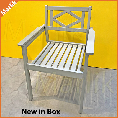 IKEA BONDHOLMEN Outdoor Chair Armchair, Stackable, Wood, Gray, 804.206. ...
