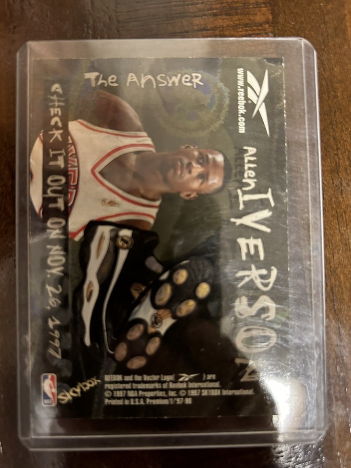 ALLEN IVERSON Reebok Promo Ad ROOKIE CARD Basketball Skybox 76ers RARE ...