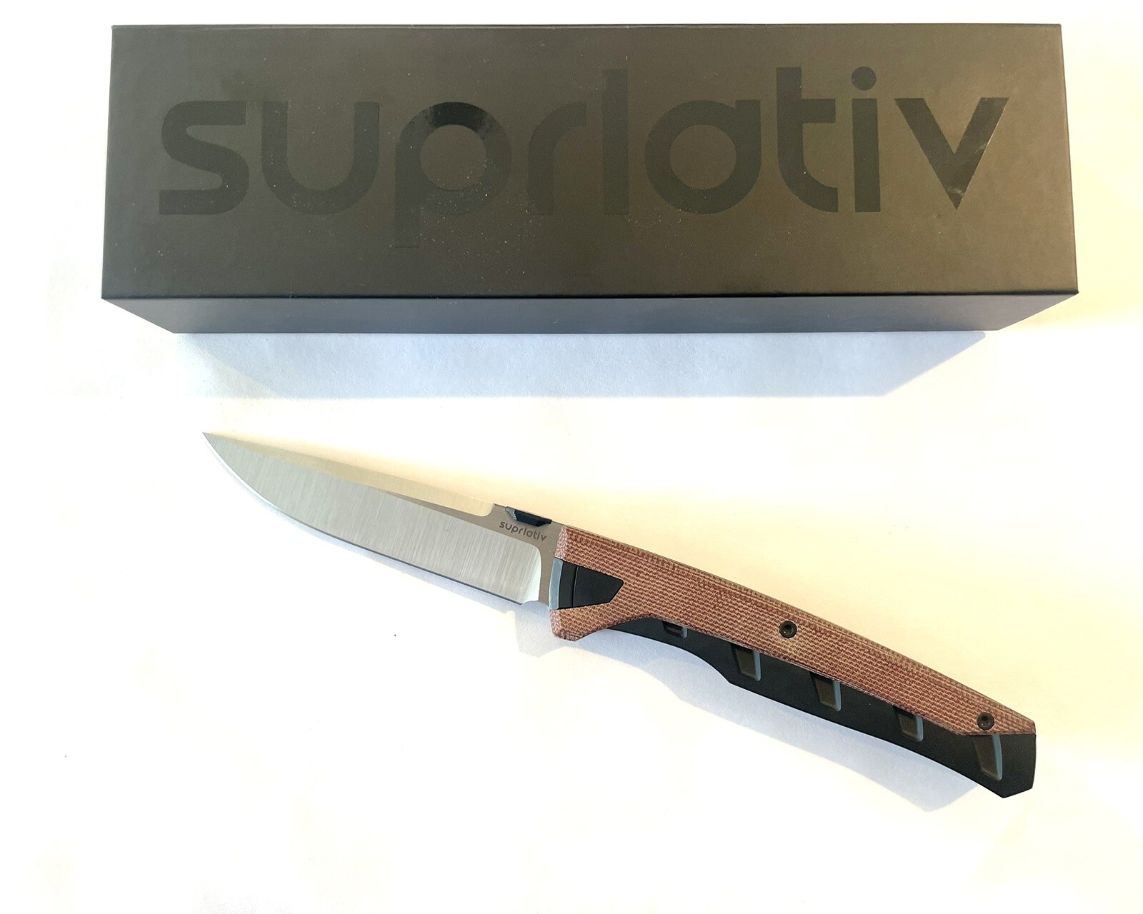 Suprlativ Pena Knives Matador M390 Belt Satin Blade PVD Micarta handle ...