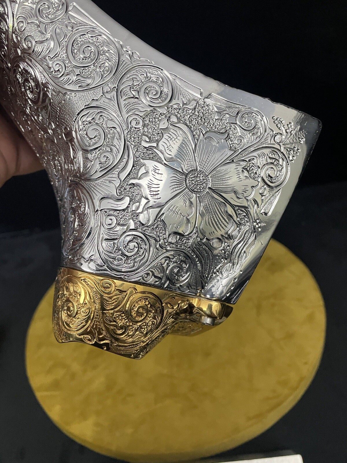 LAMBRETTA GP CUSTOM HAND ENGRAVED CHROME HORNCOVER 23K YELLOW GOLD SX ...