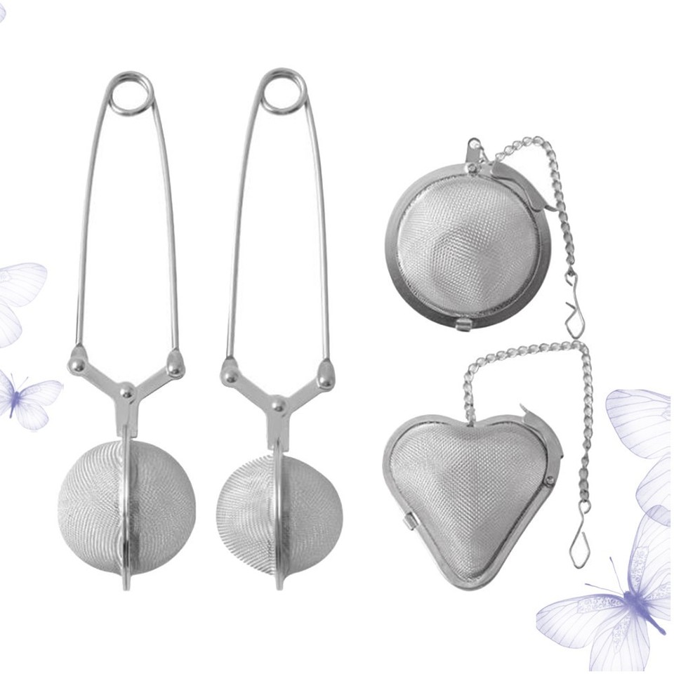 4 Pcs Loose Leaf Tea Strainer Heart Shape Round Infuser Stainless Steel ...