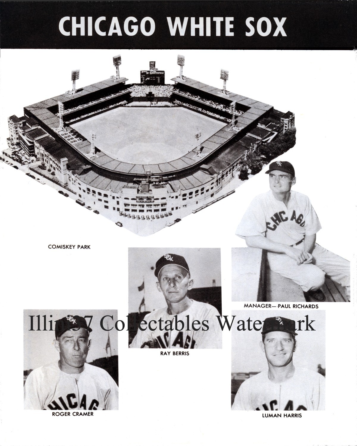 1954 CHICAGO WHITE SOX 8X10 PHOTO RAY BERRIS CRAMER LUMAN HARRIS PAUL ...