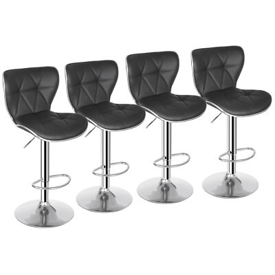 Shell Bar Stools Set of 4 Adjustable Height Swivel Bar Stools Dining ...