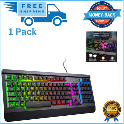 Large Print Letters Computer Keyboard LED Lighted White Backlit Full ...