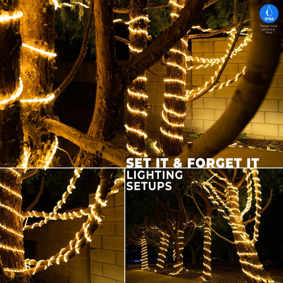 Warm White LED Rope Lighting Flexible Indoor Outdoor Christmas Extend ...