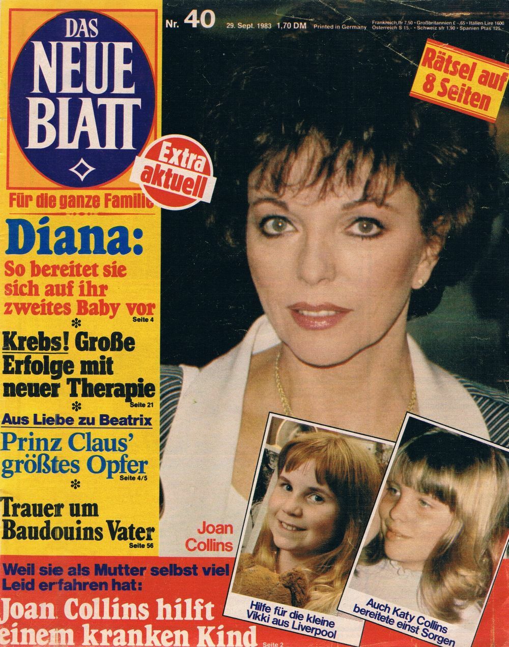 DAS NEUE BLATT #40 1983 Vintage GERMAN MAGAZINE cover JOAN COLLINS | eBay