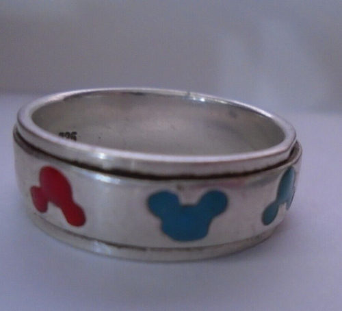 Sterling silver Mickey Mouse Ring Spinning Band ~92.5~Size 13~8.8g | eBay