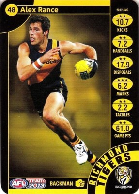2013 TEAMCOACH ALEX RANCE #48 RICHMOND TIGERS FOOTBALL CARD | eBay ...