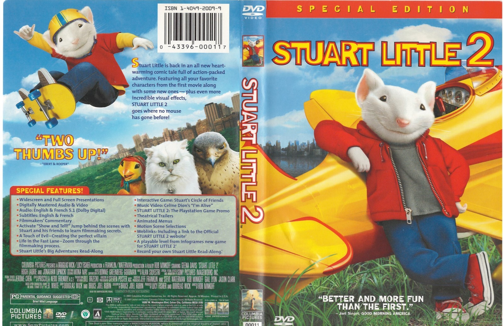 Stuart Little 2 DVD Movie 2002 Special Edition Jonathan Lipnicki, Hugh ...