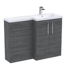 Bathroom 1100mm Woodgrain L-Shape Basin Vanity Unit Sink Anthracite ...