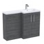 Bathroom 1100mm Woodgrain L-Shape Basin Vanity Unit Sink Anthracite ...