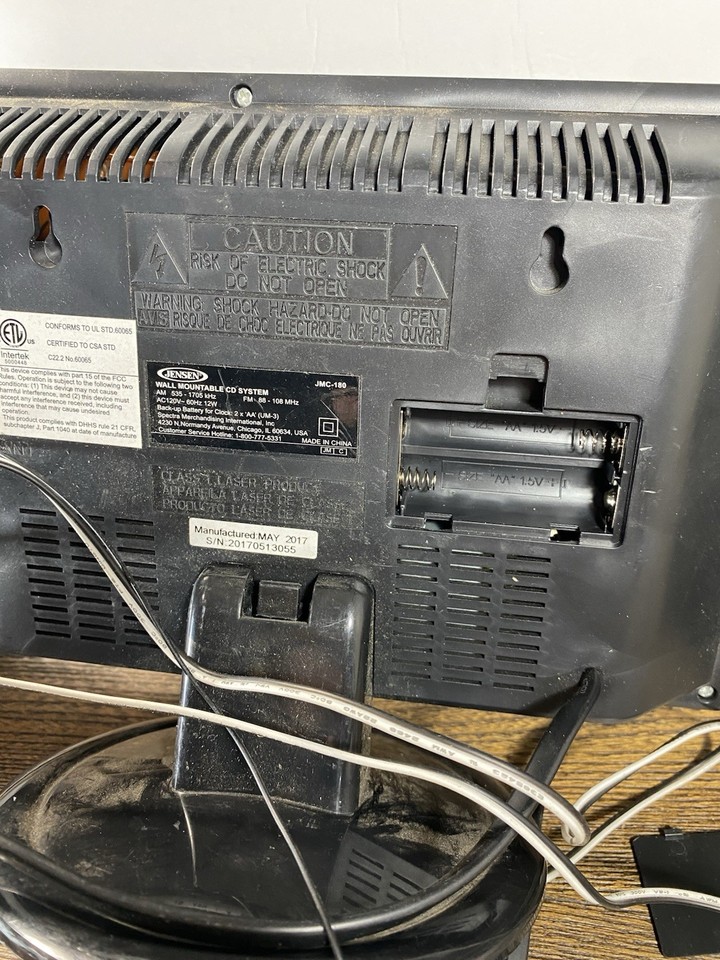 Jensen JMC-180 wall mountable CD AM-FM stereo Power Cord Antenna ...