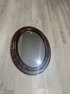 Large Edwardian Beveled Edge Dark Tiger Oak Look Framed Wall Mirror 25 ...