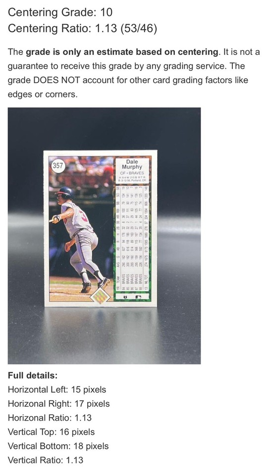 Dale Murphy 1989 Upper Deck #357 Reverse Negative Image Variation Error ...