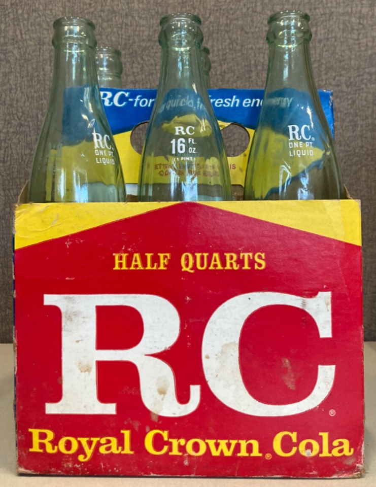 Vintage RC Royal Crown Cola Soda Glass Bottles One Pint 6-Pack 5 ...