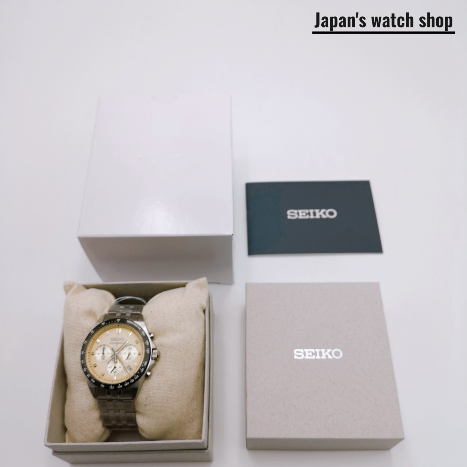 SEIKO Spirit NEO VINTAGE SBTR045 Ivory Chronograph Quartz Men's Watch ...