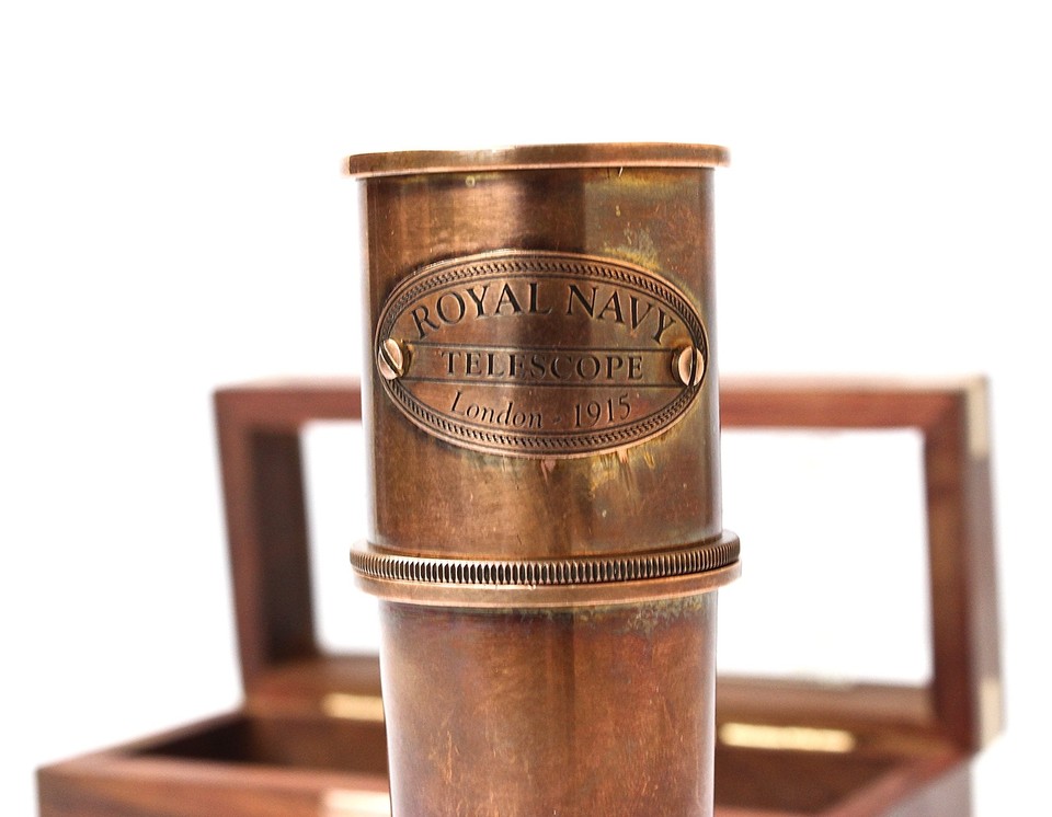 Vintage 1915 Retro Sailor Marine Telescope Copper Antique Royal Navy ...