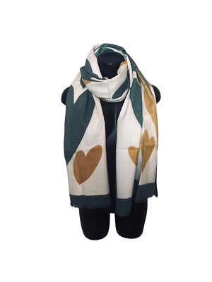 Scarf Italy Design 30% Cashmere 70% Viscose Brown/Green/Cream Soft ...