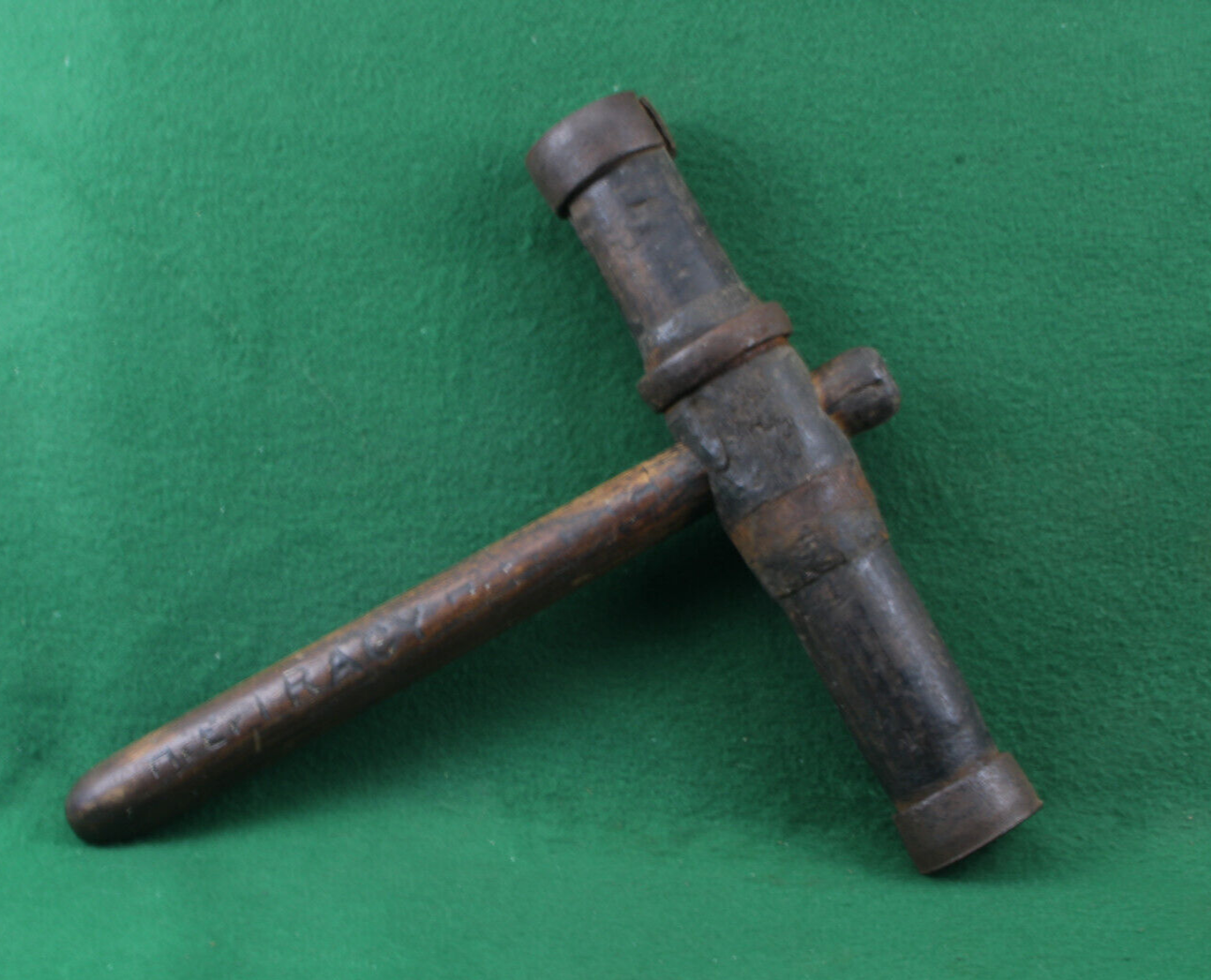 RARE Primitive 12" Shipwrights Caulking Hammer Mallet Wood Tool INV# ...