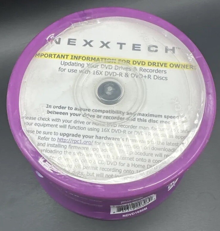 Nextech 50Pk DVD-R Recordable Disc 4.7 GB 120 Min Video Multi Speed Sealed 16X | eBay