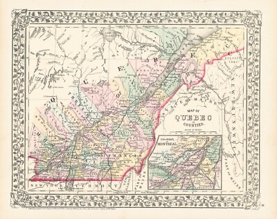 1872 Mitchell Map of Quebec, Canada | eBay