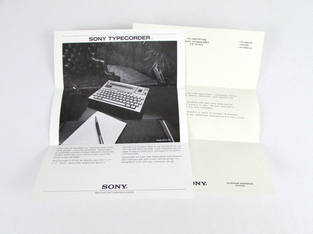 VTG 1980s Sony Typecorder OA-S1100 Portable Computer Word Processor ...