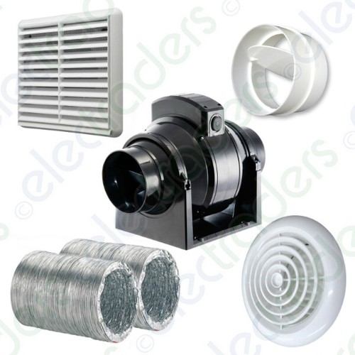 Manrose MF100T In-Line Extractor Fan with Timer 100mm/4" Grille / Duct ...