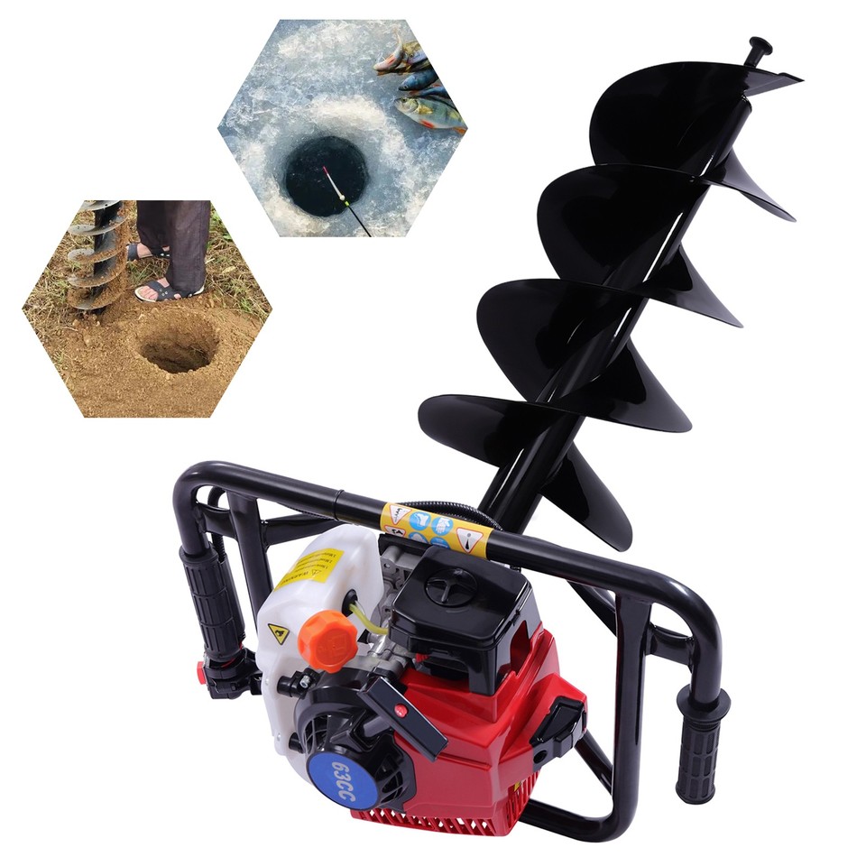 3HP 63CC 2-Stroke Gas Powered Earth Auger Post Hole Digger with 12 ...