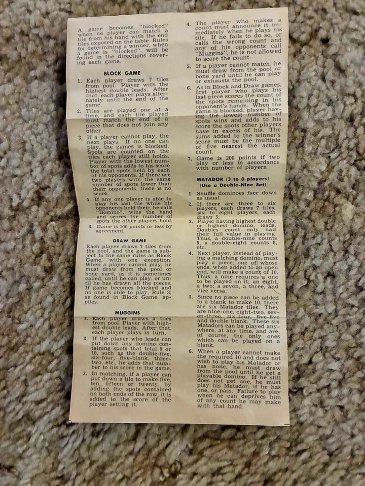 Dominoes Double Six Game Set 623 Complete With Instructions Halsam ...