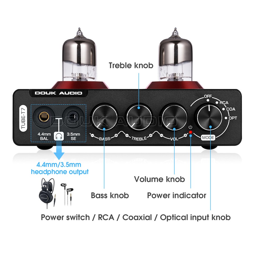 Mini Tube DAC Preamp COAX/OPT to RCA Converter Balanced Headphone Amp ...