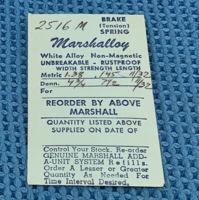 MARSHALLOY 2516M mainspring bridle (4.75 X 7.5 X 11/32) NOS (WA95-END ...