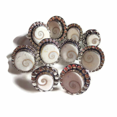 Shiva Eye Shell Gemstone 25pcs Rings Wholesale Lot 925 Silver Plated ...