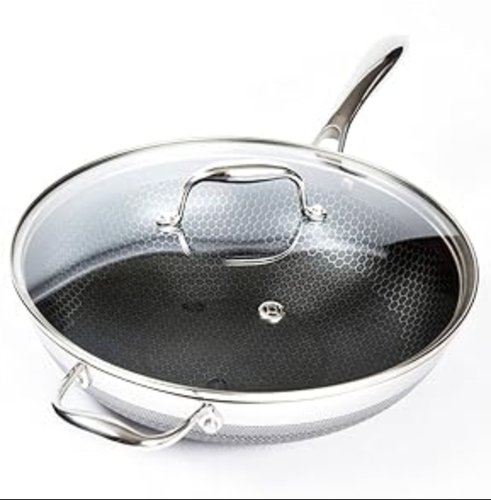 New Hexclad 12 Inch Hybrid Stainless Steel Wok, Nonstick with Lid ...