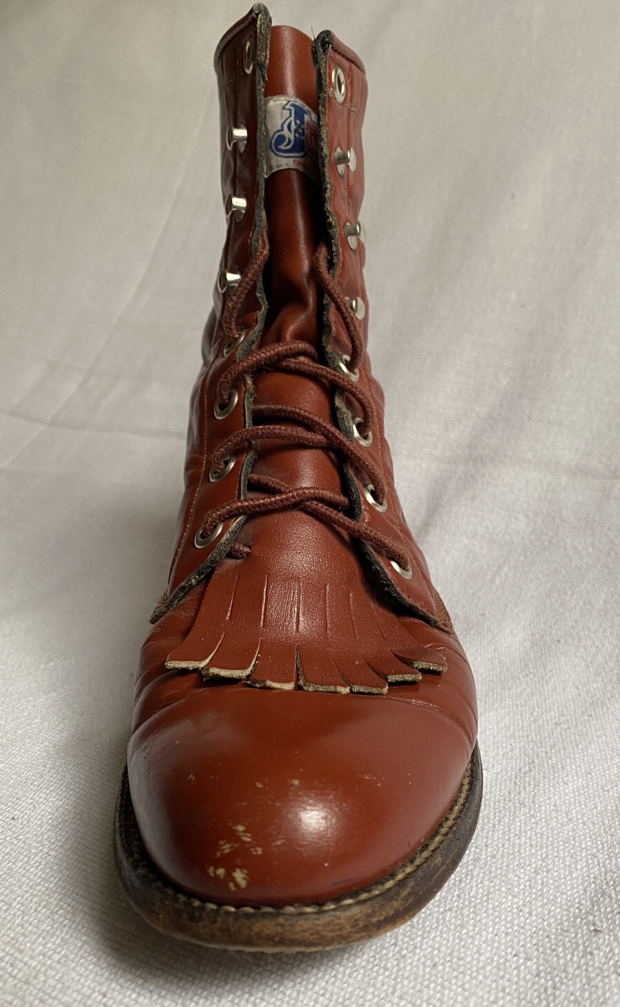 Justin Brown Leather Kilt Lace Up Cowboy Western Rope… - Gem