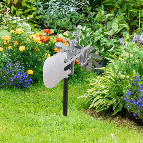 Metal Wind Spinner Metal Drummer Windmill Statue Decorative Wind Power ...