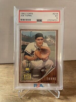 1962 Topps #218 Joe Torre RC Rookie PSA 5 EX Milwaukee Braves Yankees ...