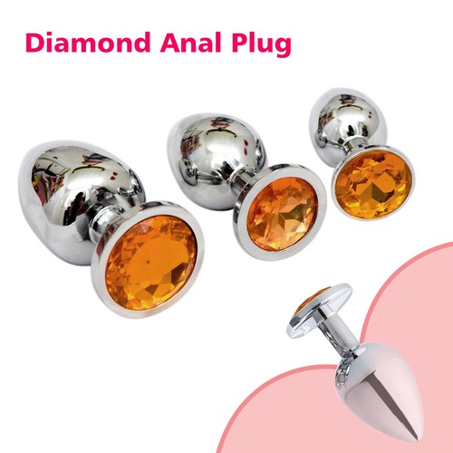 S/M/L 3pcs Set Round Jeweled Butt Plug Metal Anal Plugs Dildo For Women ...