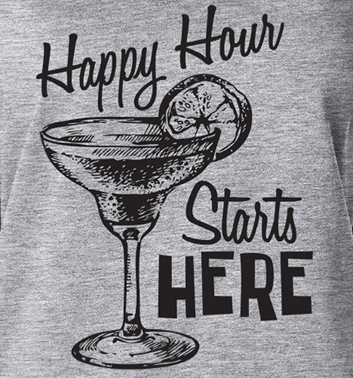 HAPPY HOUR STARTS HERE funny drinking work margarita gno Women's V-neck ...