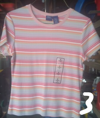 New Basic Editions S, small striped short sleeve womens top | eBay